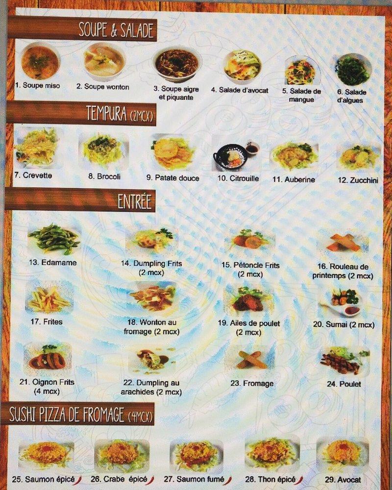 Menu au ITACHO SUSHI À VOLONTÉ restaurant, Trois-Rivières