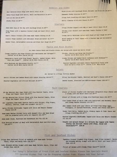 Menu at The Queen's Head pub & bar, Oswestry, B5009