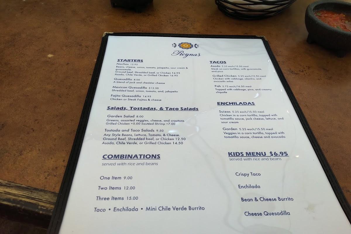 Menu at Reyna's Restaurant, Lemoore