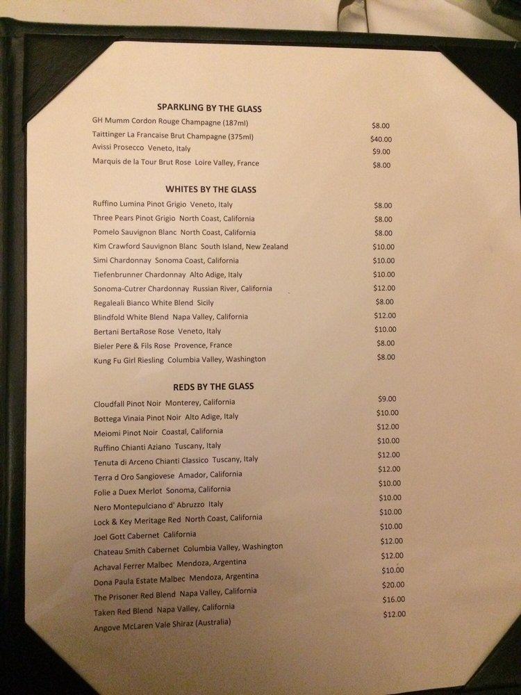 Menu at Rizzuto's Ristorante & Chop House steakhouse, New Orleans