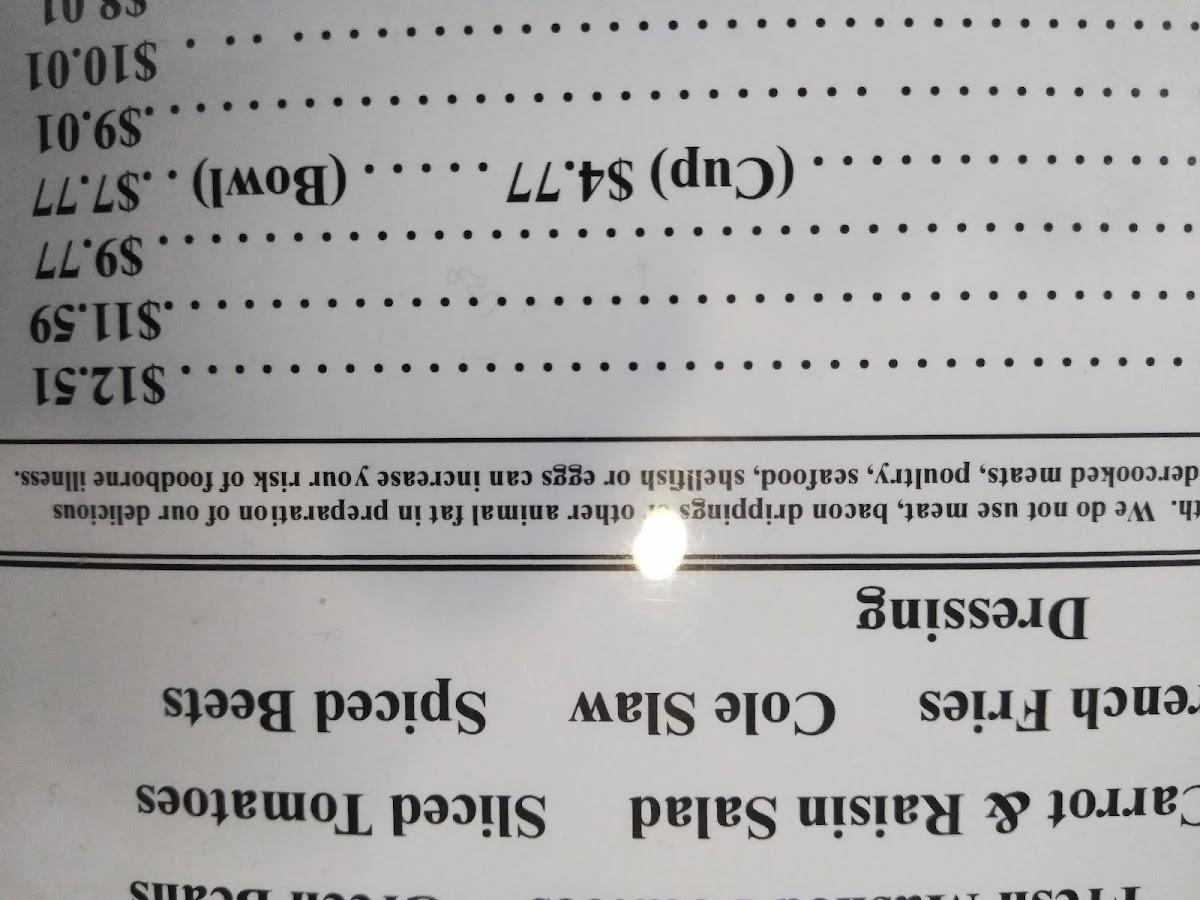 Menu at The Cupboard Restaurant, Memphis