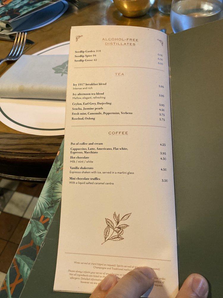 Menu at The Ivy Tower Bridge pub & bar, London