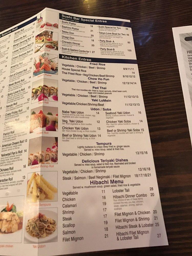 Menu at Tokyo Cafe, Greer, 413 The Parkway
