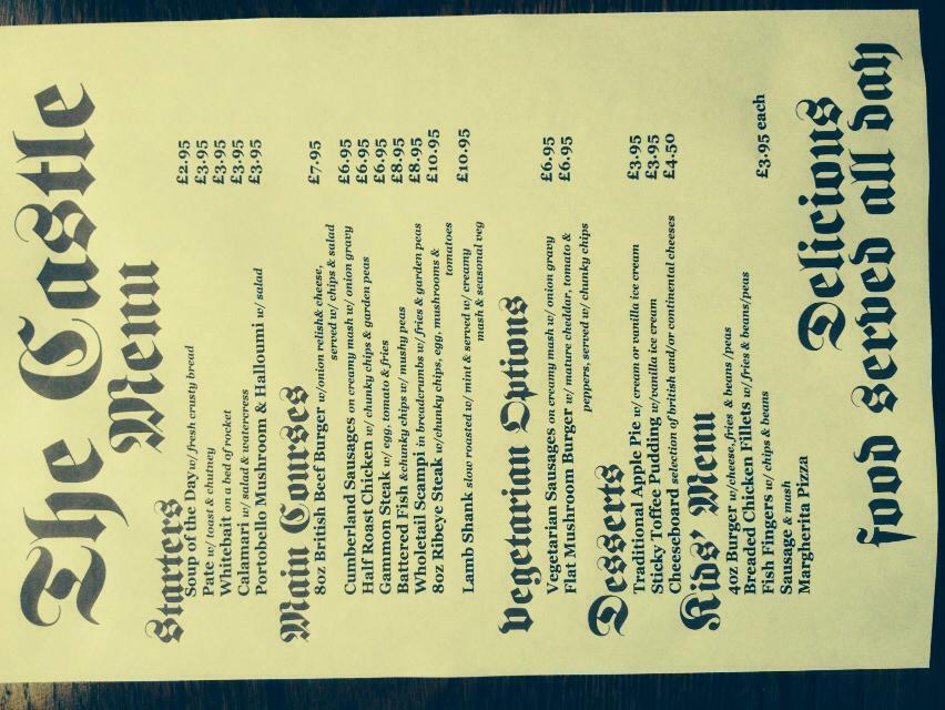 Menu at The Castle pub & bar, Isleworth, 18 Upper Square