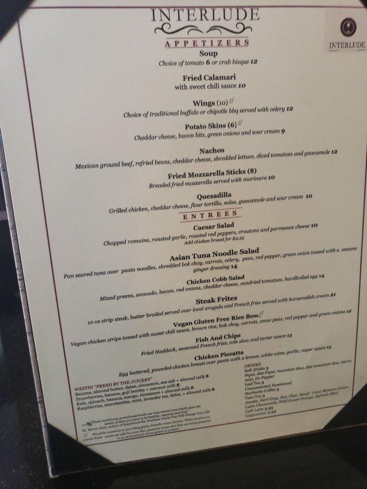Menu at Interlude Restaurant, Virginia Beach