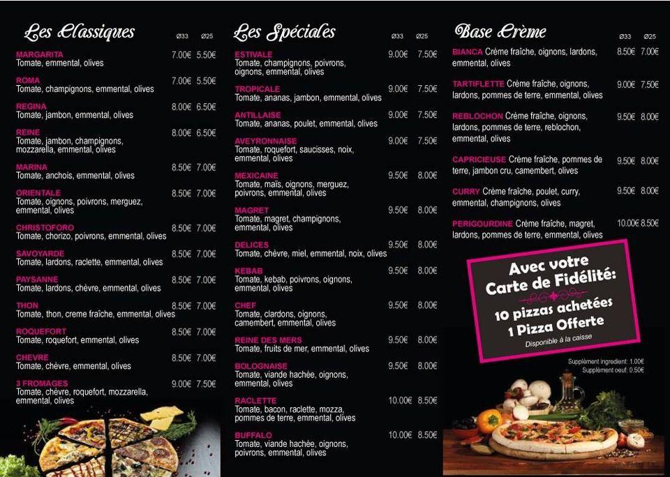 Menu at Le bellagio pub & bar, Pézenas
