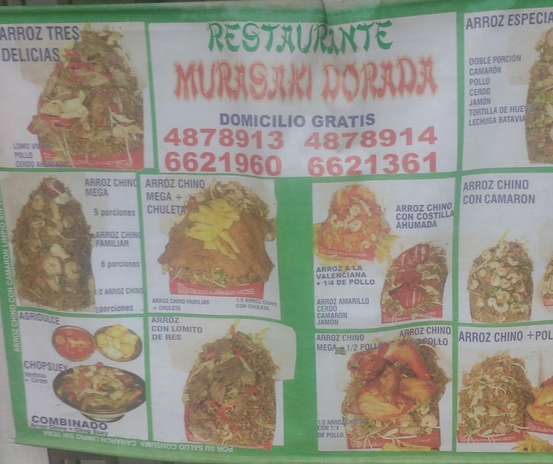 Menu at Murasaki Dorada restaurant, Cali