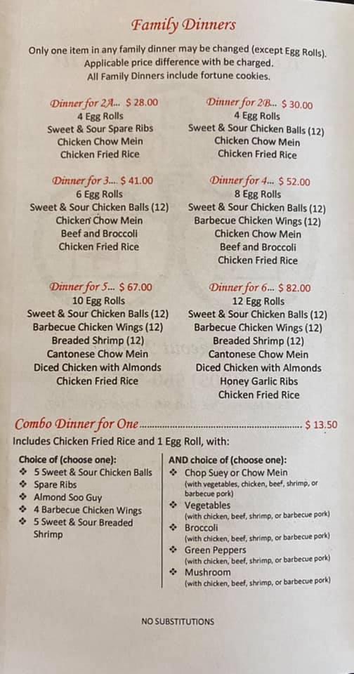 Menu at Reise's Restaurant, Sudbury