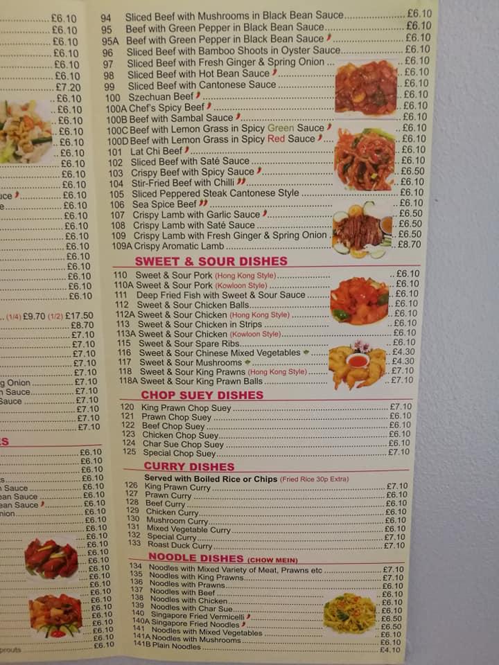 Menu at Riverside Chinese Restaurant, Cheddar, The Cliffs