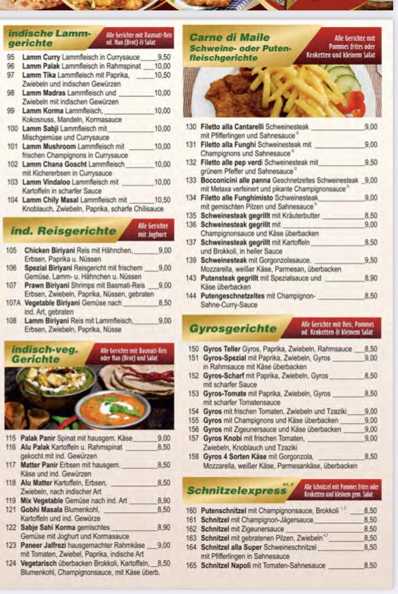 Menu at Super pizza service, Vetschau
