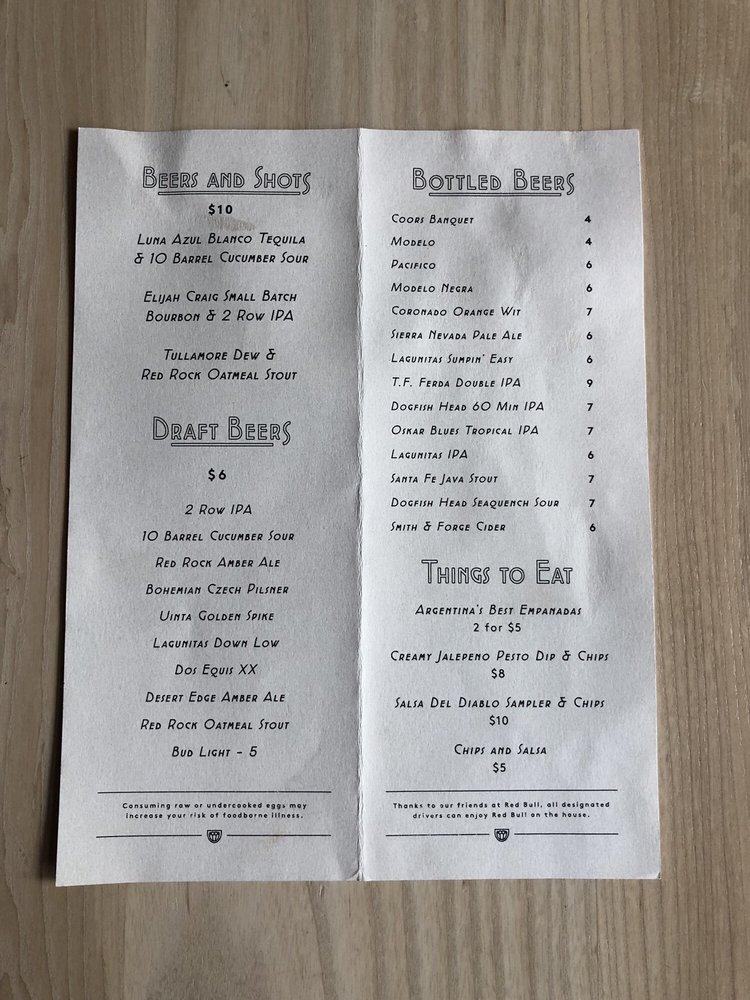 Menu at Alibi Bar & Place, Salt Lake City