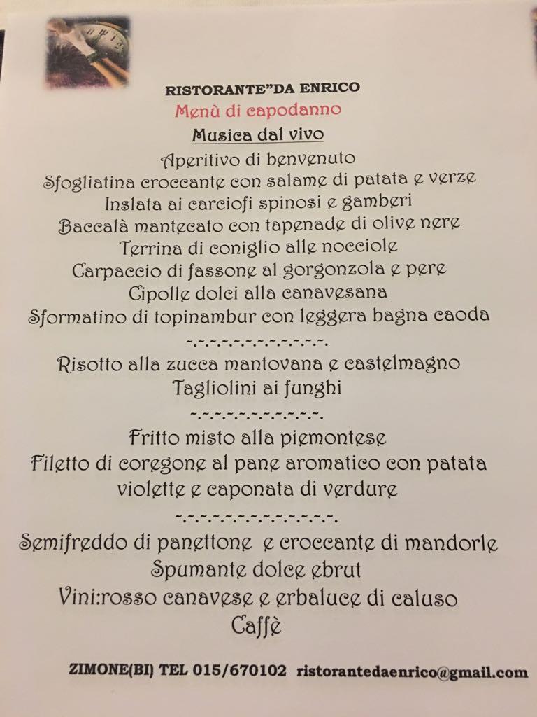 Menu at Da Enrico pub & bar, Zimone