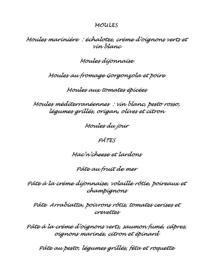 Menu at Et Caetera restaurant, Beloeil
