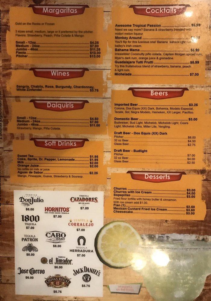 Menu at Fiesta Grill Mexican Restaurant, Central