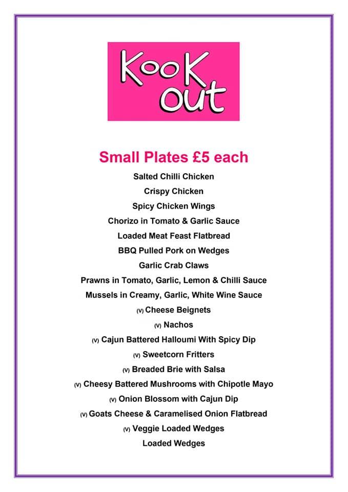 Menu at Kook Bangor restaurant, Bangor, 41 Main St