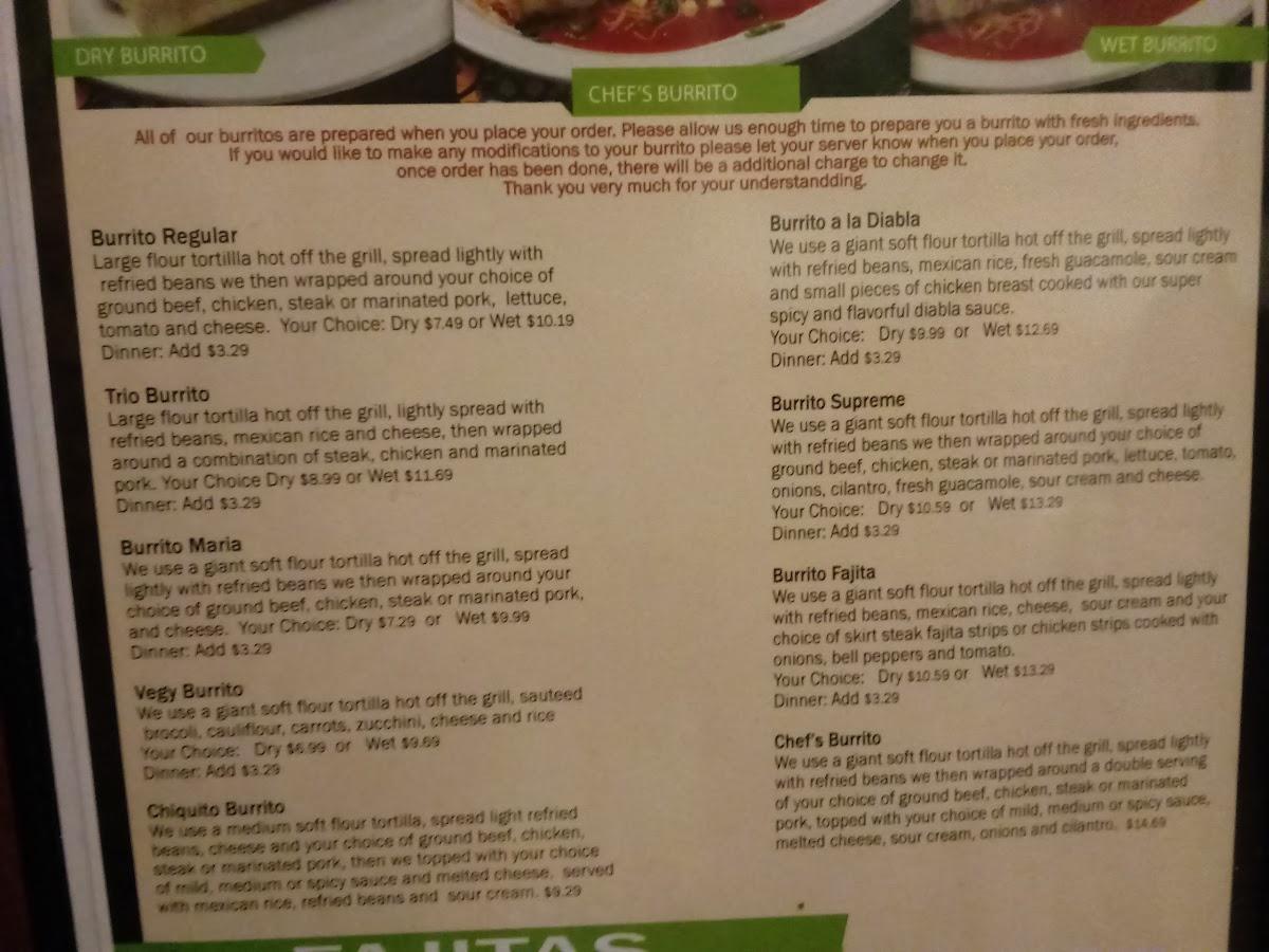 Menu at Lindo Mexico Restaurante Mexicano, Wyoming, 28th St SW