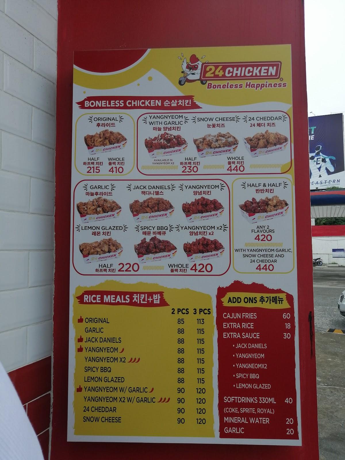 Carta del restaurante 24 Chicken Matina - Davao, Dávao