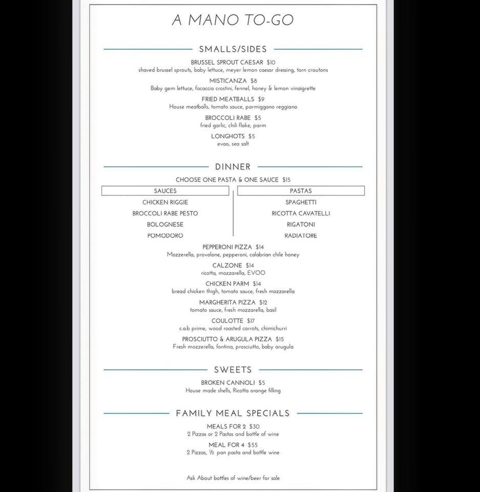 Menu at Abbiocco by A Mano restaurant, Syracuse