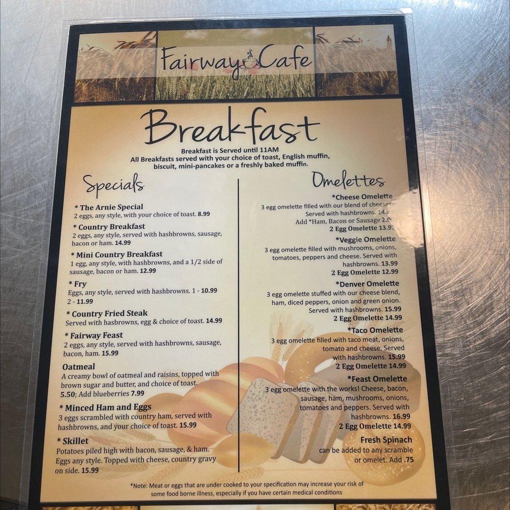 Menu at Fairway Center cafe, Lynden