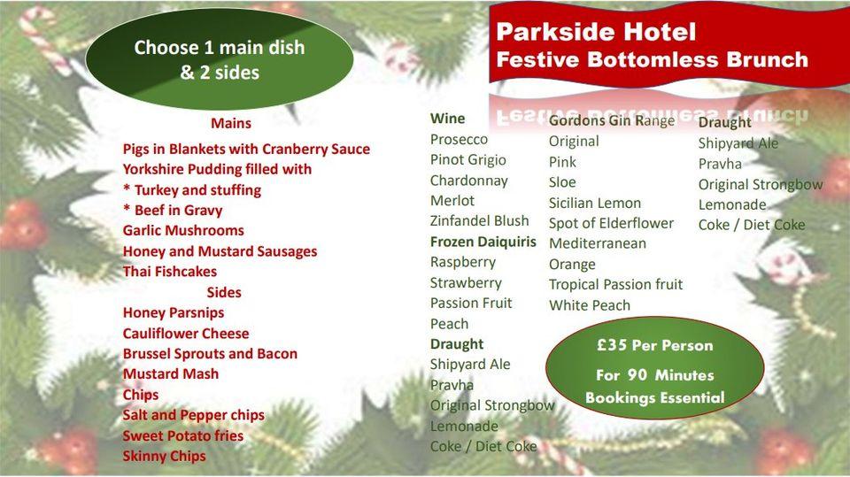 Menu at Parkside Hotel restaurant, Cleator Moor