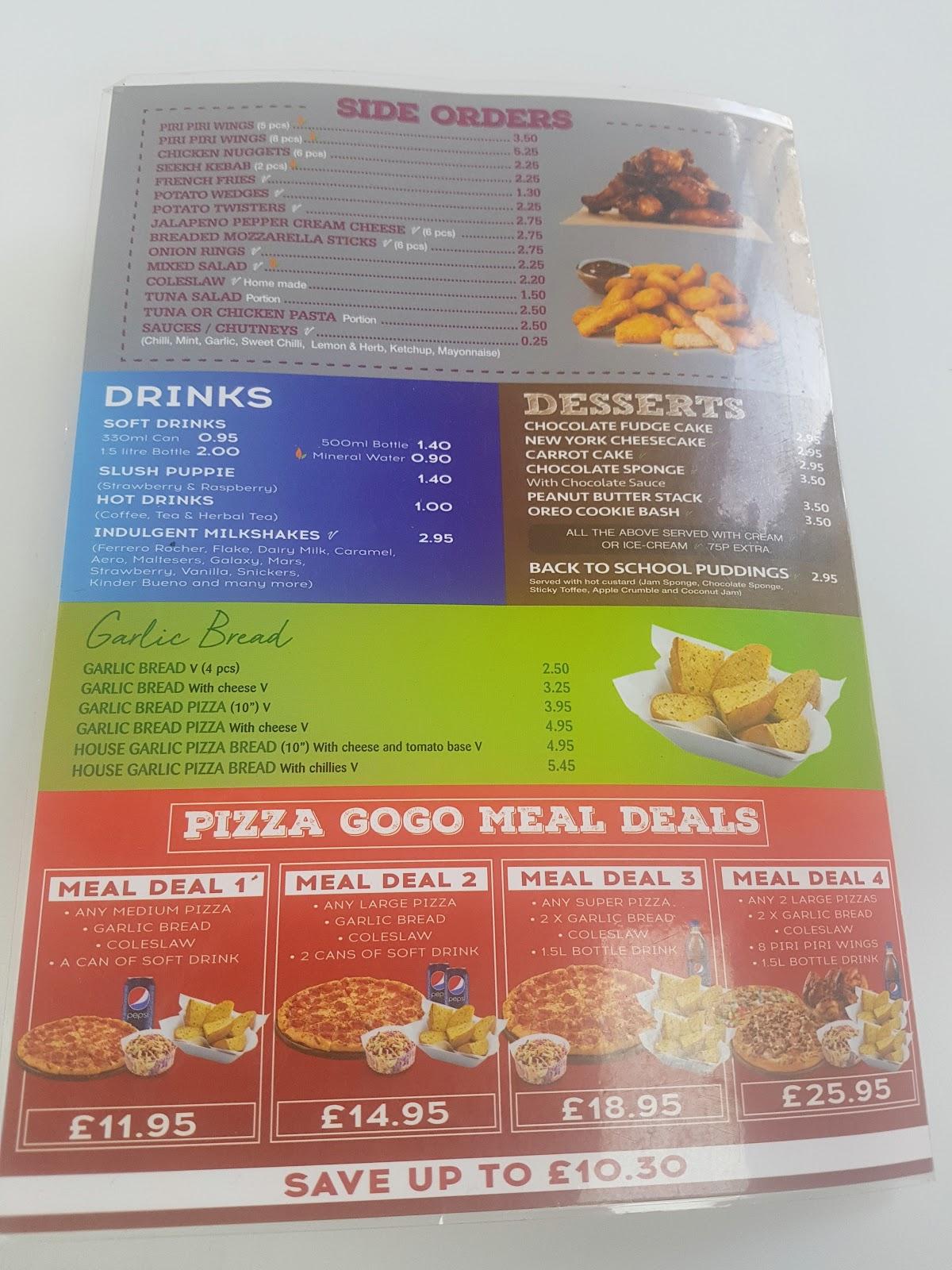 Menu at Pizza Go Go pizzeria, Dewsbury, 7-9 Corporation St