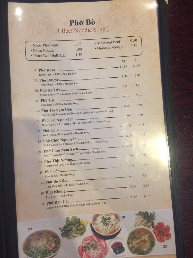 Menu at Saigon Eden restaurant, Alhambra