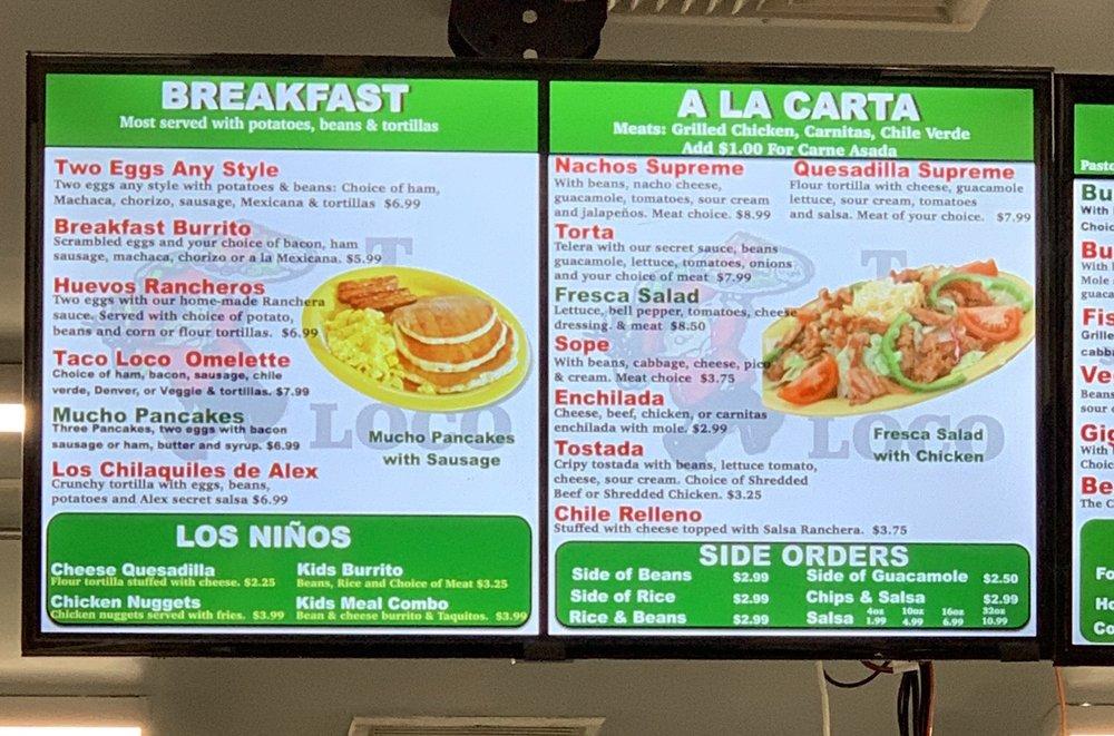 Menu at Toro Loco restaurant, Lompoc, 200 E Ocean Ave