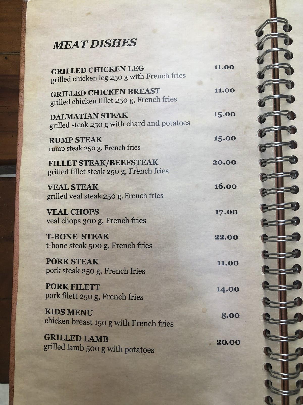 Menu at Restoran Cesarica restaurant, Kotor