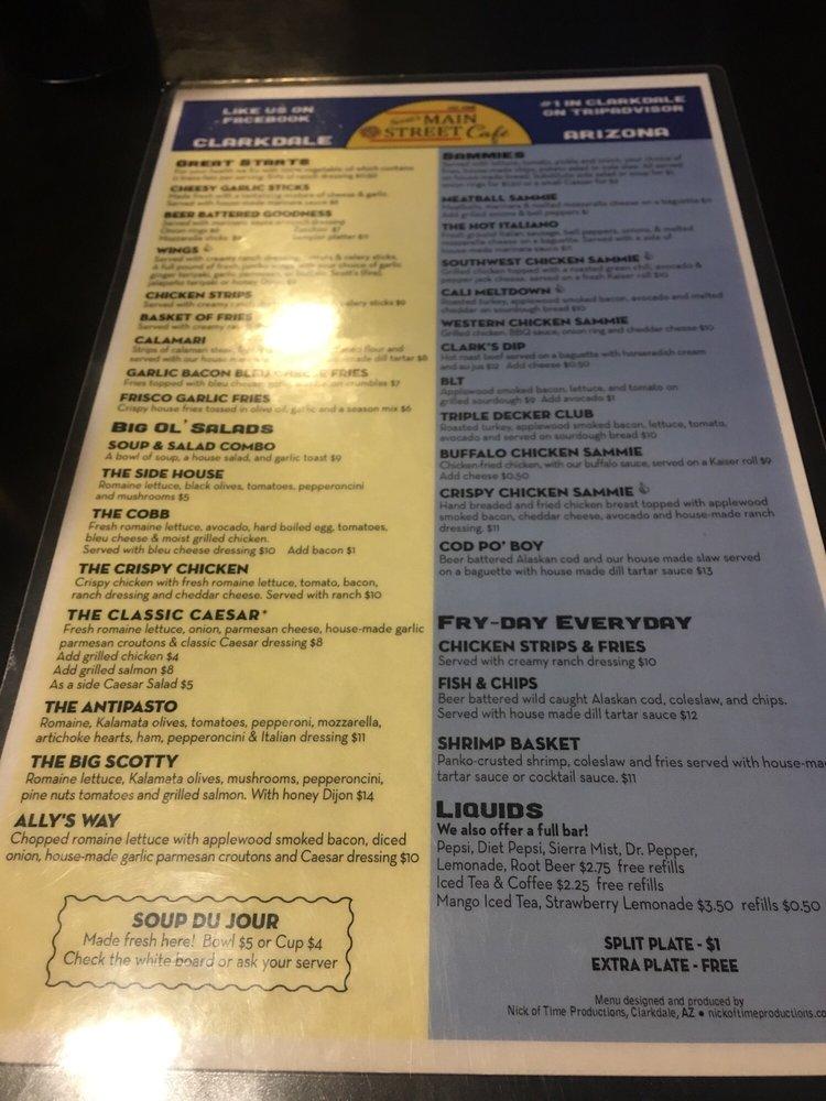 Menu at Main Street Cafe, Clarkdale, 920 Main St