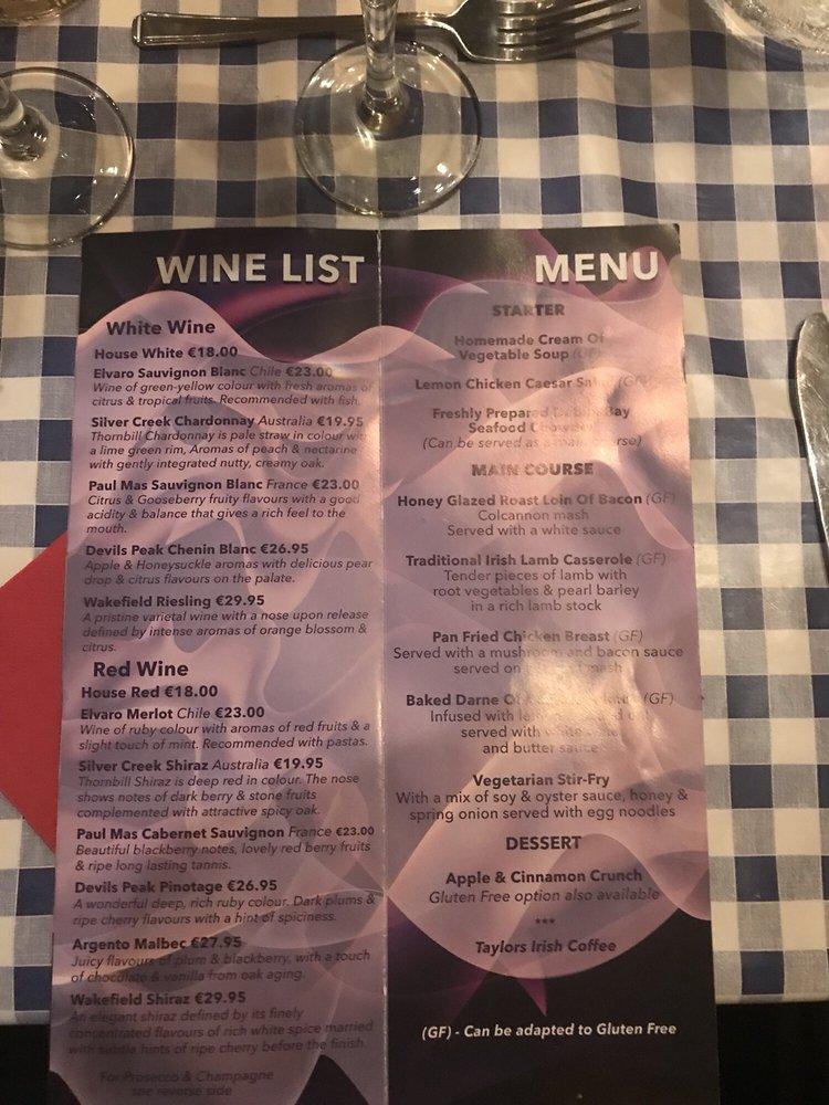Menu at Taylors Three Rock Hotel pub & bar, Dublin, Grange Rd