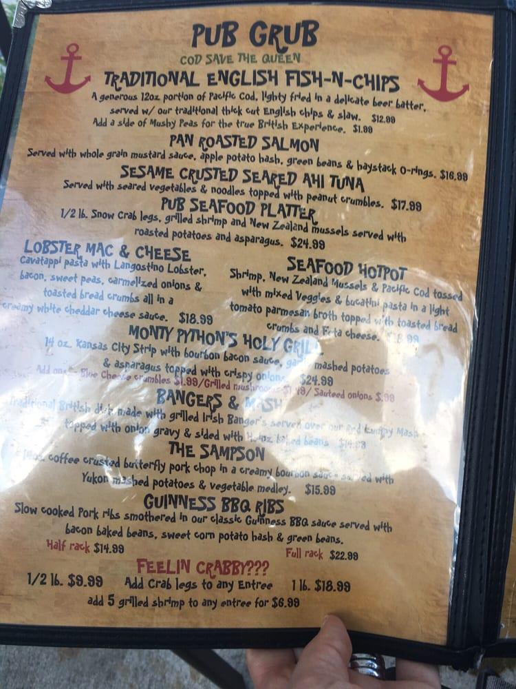 Menu at The Hope and Anchor English Pub, Loves Park