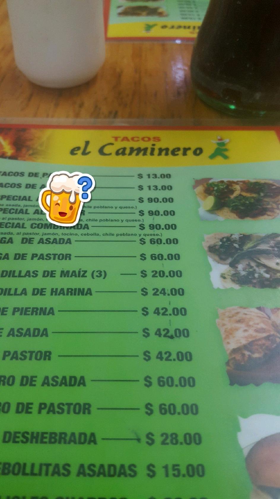 Carta del restaurante Tacos El Caminero 1, Durango