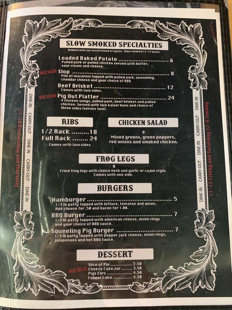 Menu at The Smoking Pig Tavern BBQ, Falmouth