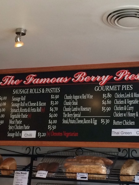 Menu at Berry Bakery, Berry
