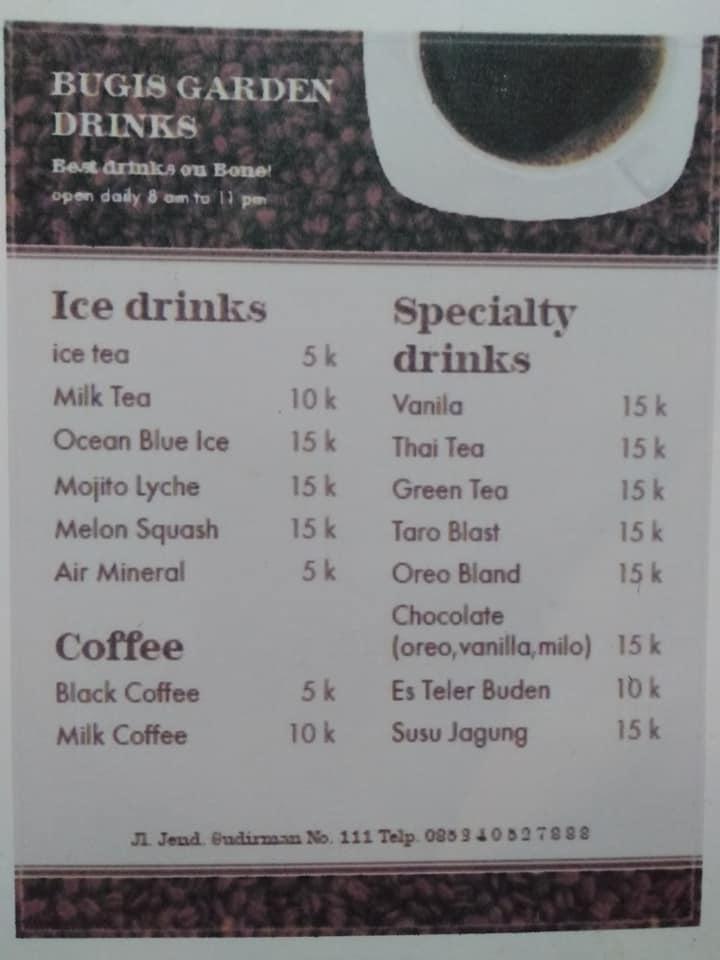 Menu at Bugis Garden Cafe, Masumpu