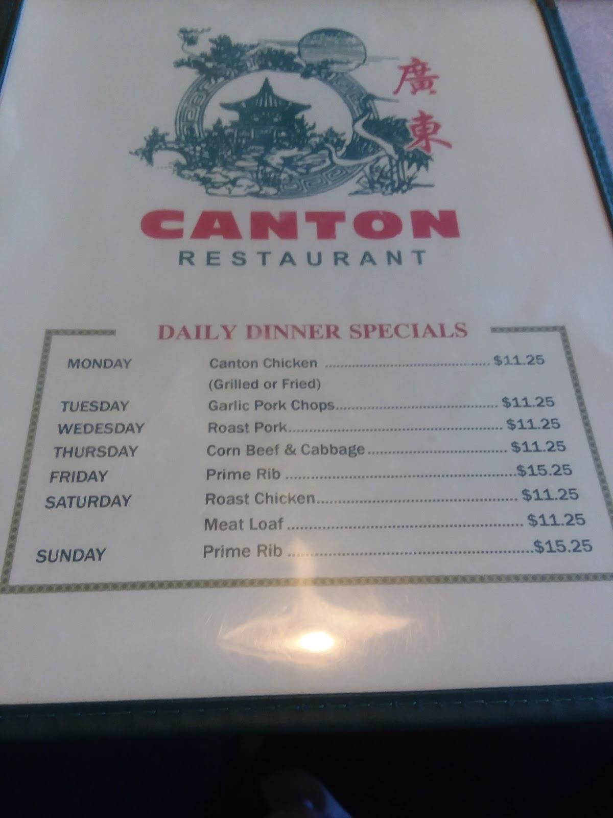Menu at Canton Restaurant, Barstow
