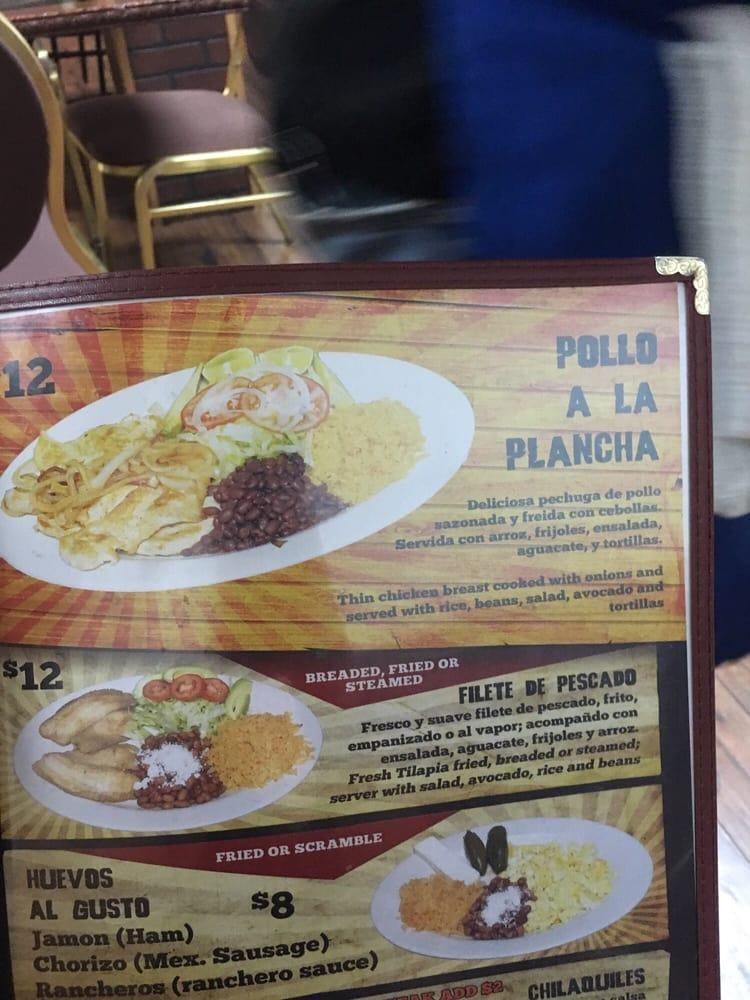 Carta del restaurante El Milagro, Pittsburgh