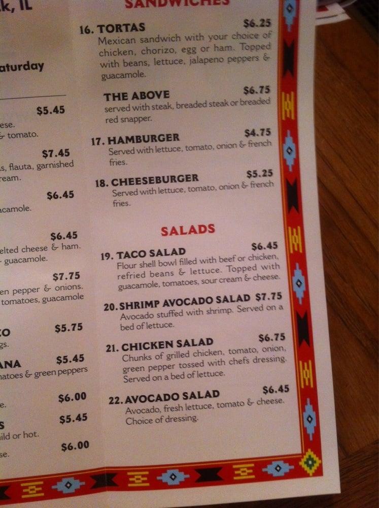 Menu at El Niagara restaurant, Woodstock