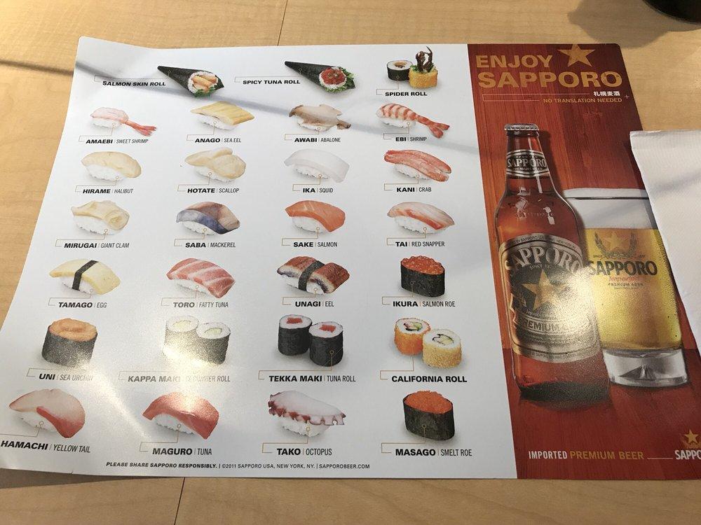 Menu at Floating Sushi Boat restaurant, San Francisco