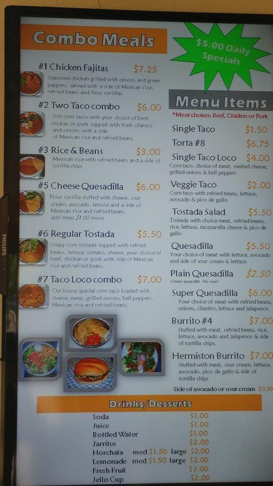 Menu at Rio Express Mexican Grill restaurant, Hermiston