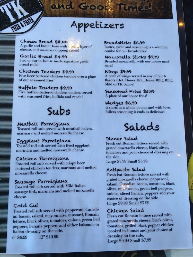 Menu at TK Pizza & Pasta pizzeria, Tehachapi