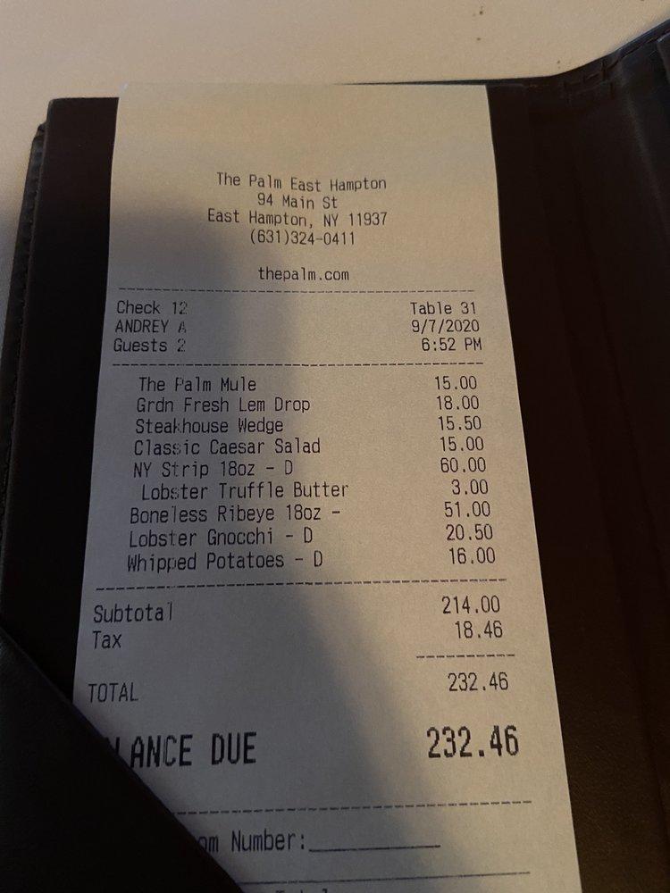Carta del pub y bar The Palm - East Hampton, East Hampton
