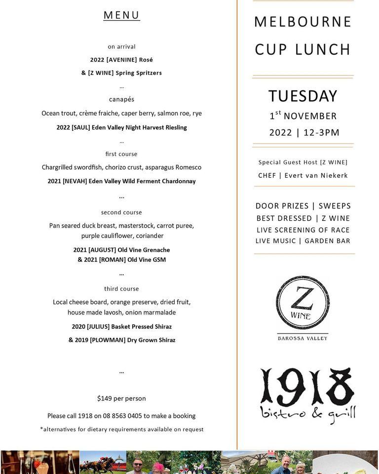 Menu at 1918 Bistro & Grill restaurant, Tanunda