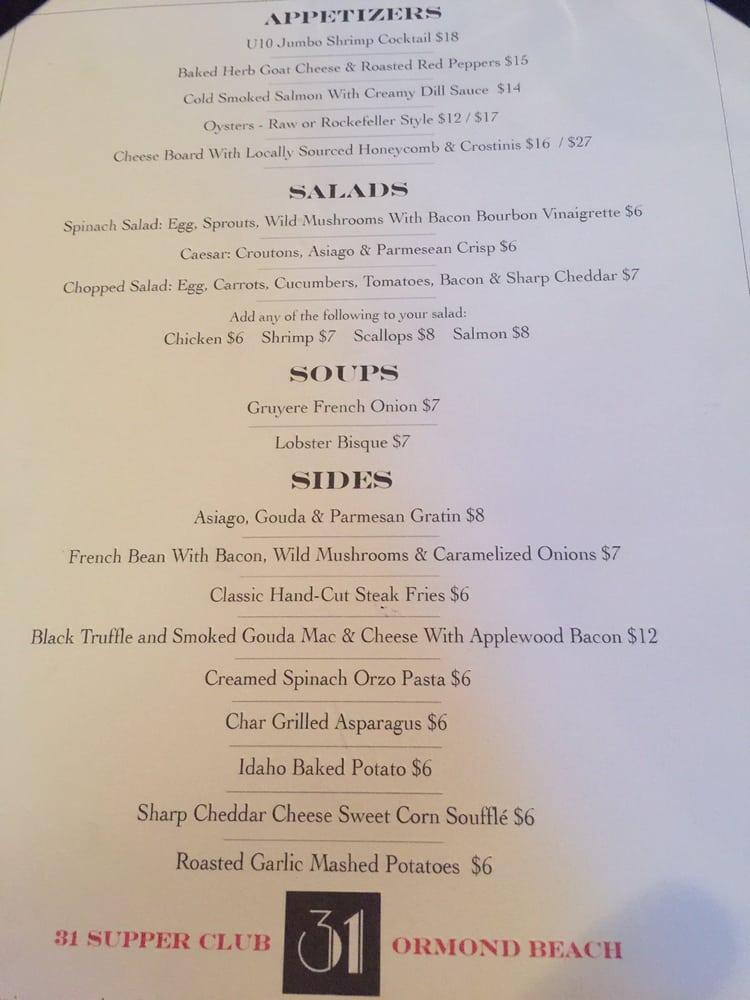 Menu at 31 Supper Club, Ormond Beach