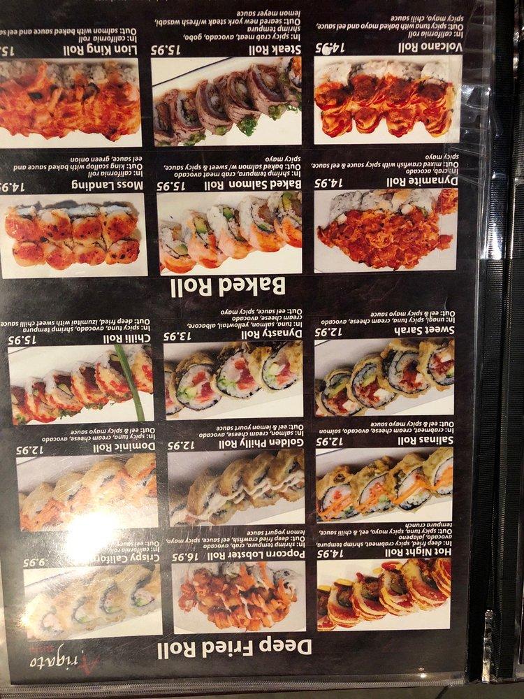 Menu at Arigato Sushi restaurant, Salinas