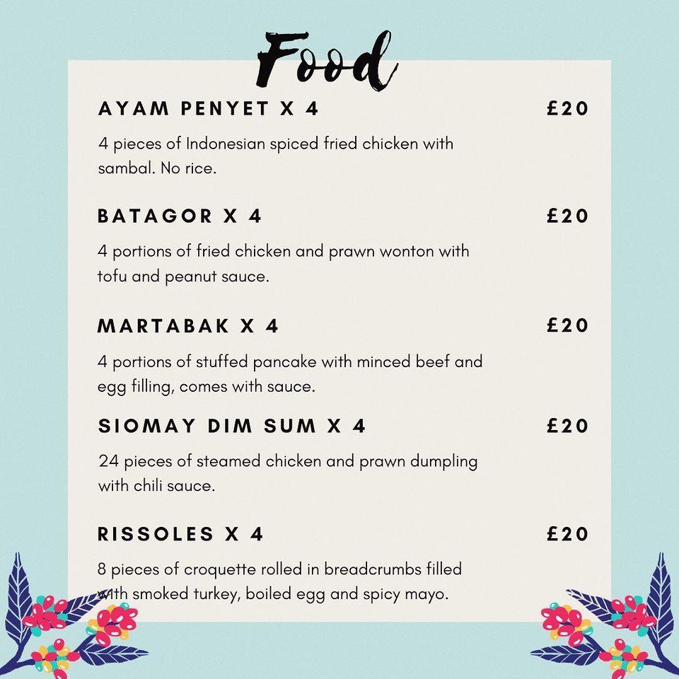 Menu at Ngopi Coffee UK cafe, Birmingham