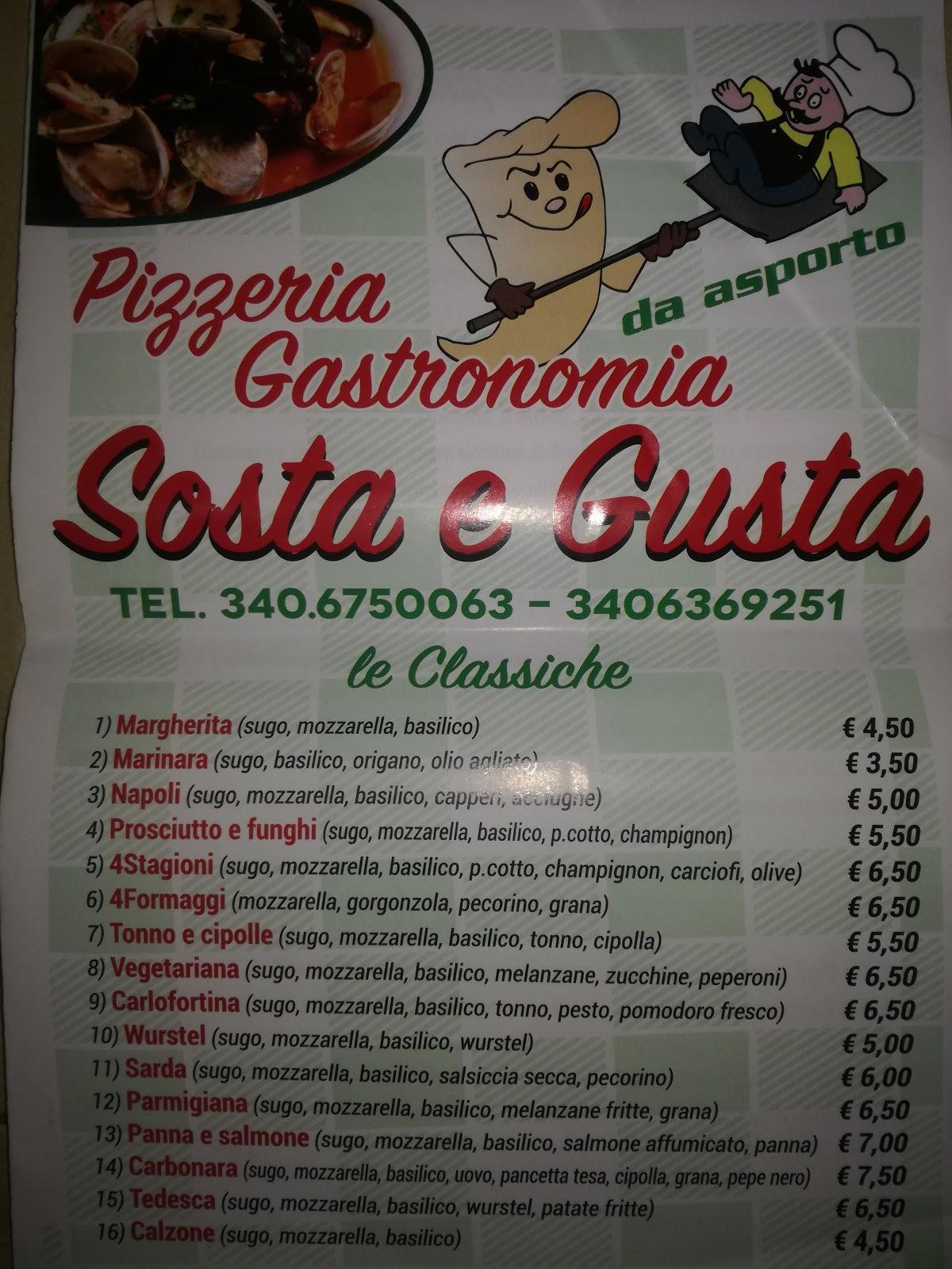 Menu da Sosta e Gusta ristorante, Nebida