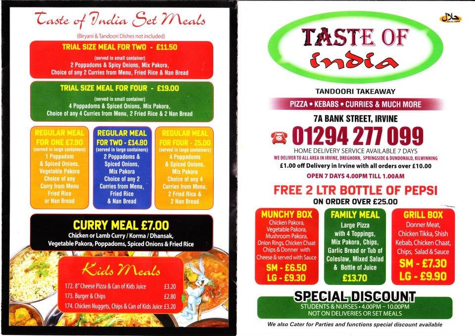Taste Of India in Irvine - Restaurant menu and reviews