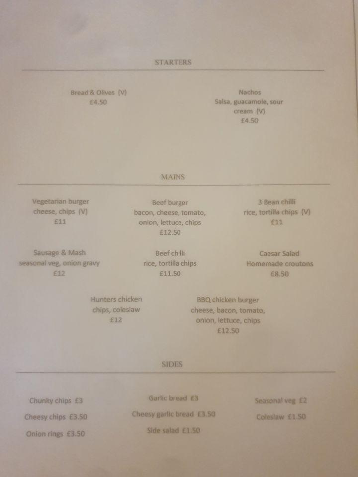 Menu at The Highwayman Inn – RelaxInnz pub & bar, Shepton Mallet