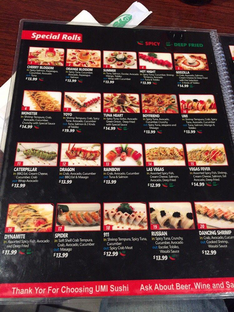 Menu at UMI SUSHI restaurant, Ocean Shores